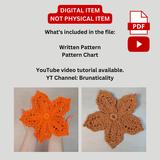 Crochet Lace Flower Pattern, Crochet Flower, Crochet Flower Pattern, C – Brunaticality