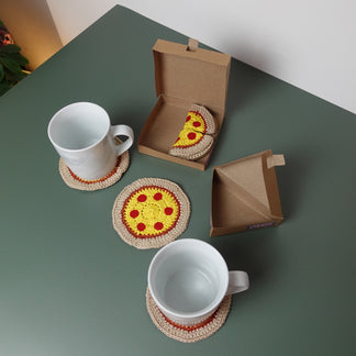 Crochet Pizza Coasters Written Pattern and Pizza Boxes Templates, Croc ...