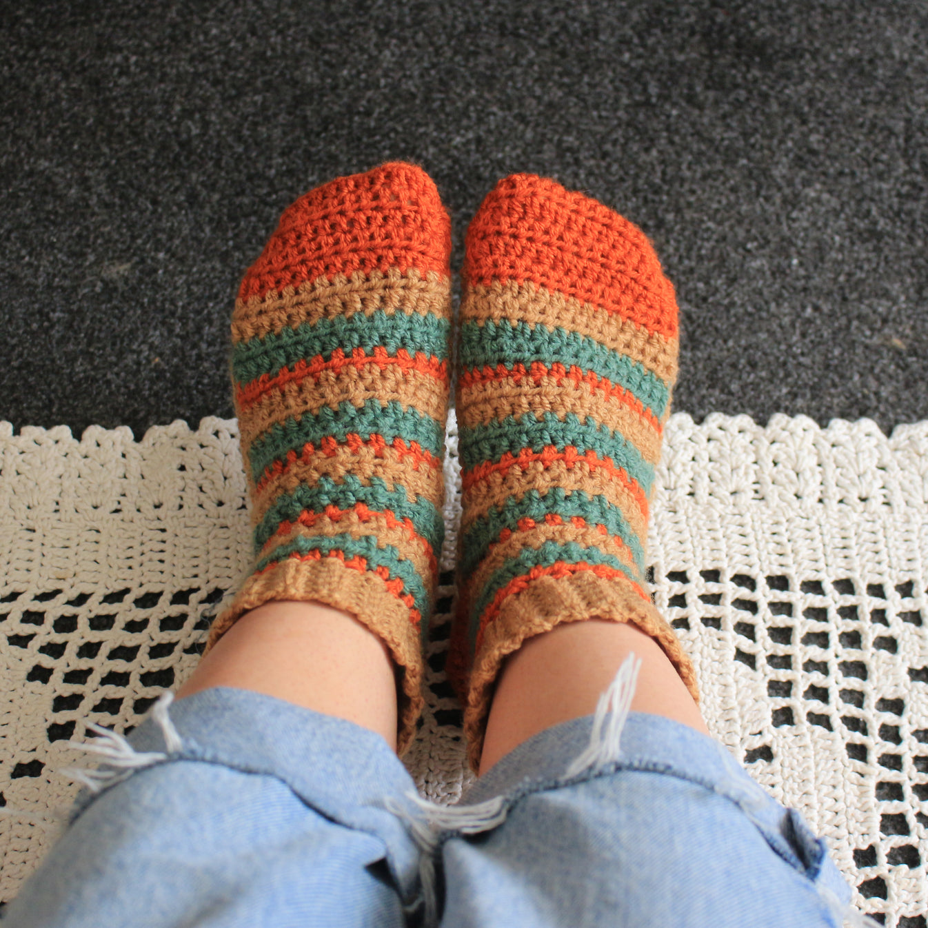 Crochet Socks Written Pattern, The Flat Crochet Socks Pattern, Easy Cr ...